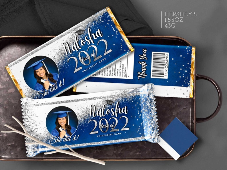 DIY Graduation Blue White Party With Silver Glitter - Etsy