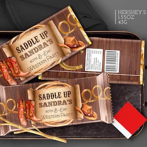 Editable Western Cowboy Candy Bar Birthday Decorations Red Rodeo Party ...