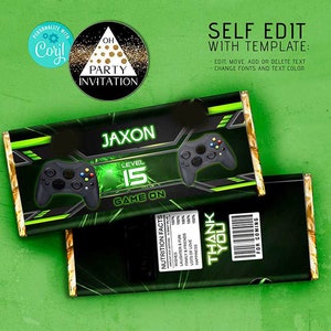 DIY Game Birthday Party Chocolate Wrapper Gamer Chocolate Gift Candy ...