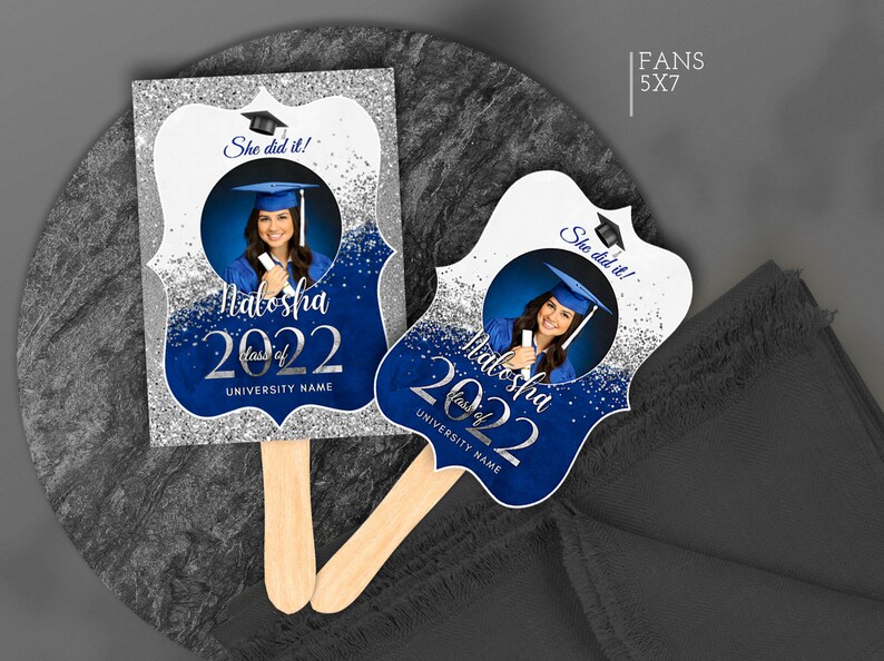 DIY Graduation Blue White Party With Silver Glitter - Etsy