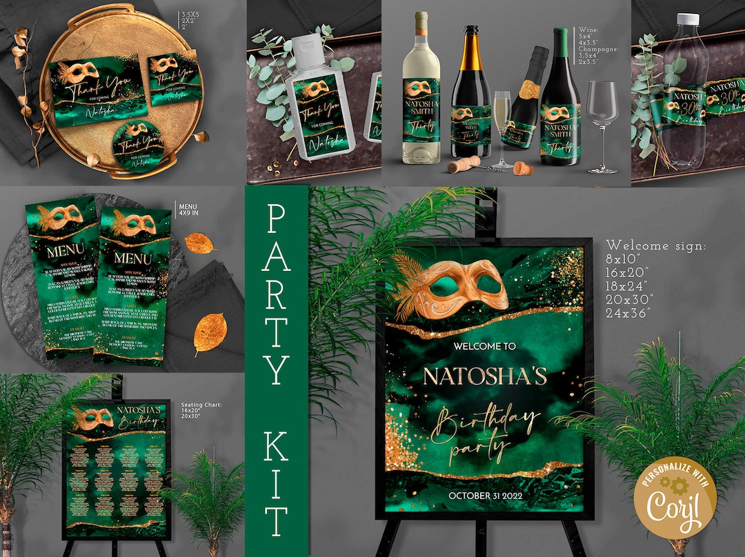 Emerald Green and Gold Masquerade Ball Decorations Birthday - Etsy UK