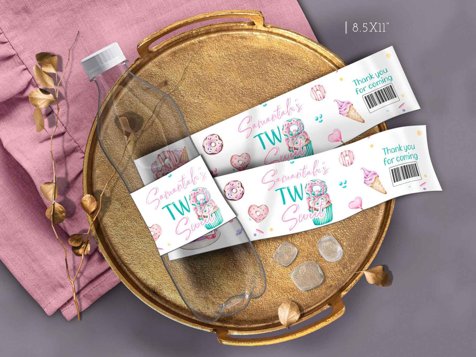 Editable Two Sweet Water Bottle Labels Birthday Decorations - Etsy