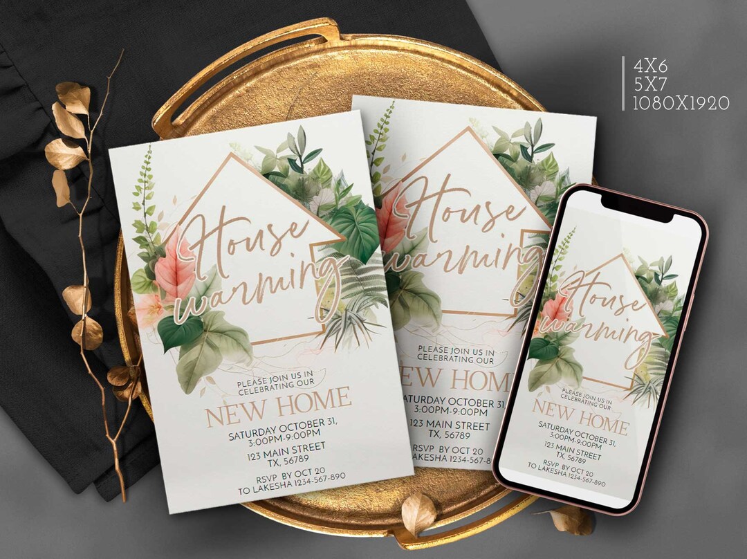 Housewarming Invitation Editable, New House Party Invites Printable ...