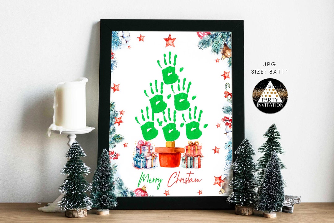 Christmas Tree Handprint Art Craft, Christmas Handprint Craft, DIY ...