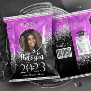 Editable Graduation or Prom Purple Black Silver Party Decoration Candy ...