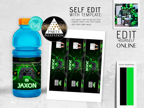 DIY Game on Gatorade printable x box birthday decorations gamer party ...