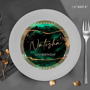 DIY Emerald Green and Gold Charger Plate Inserts 30th Birthday Party ...