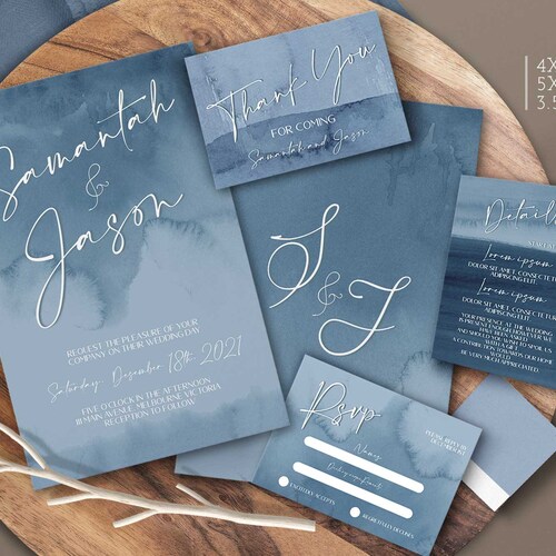 Dusty Blue Wedding Reception Invitation Backyard Wedding - Etsy