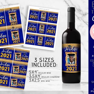 Editable Graduation Wine label and Champagne labels with photo | Etsy