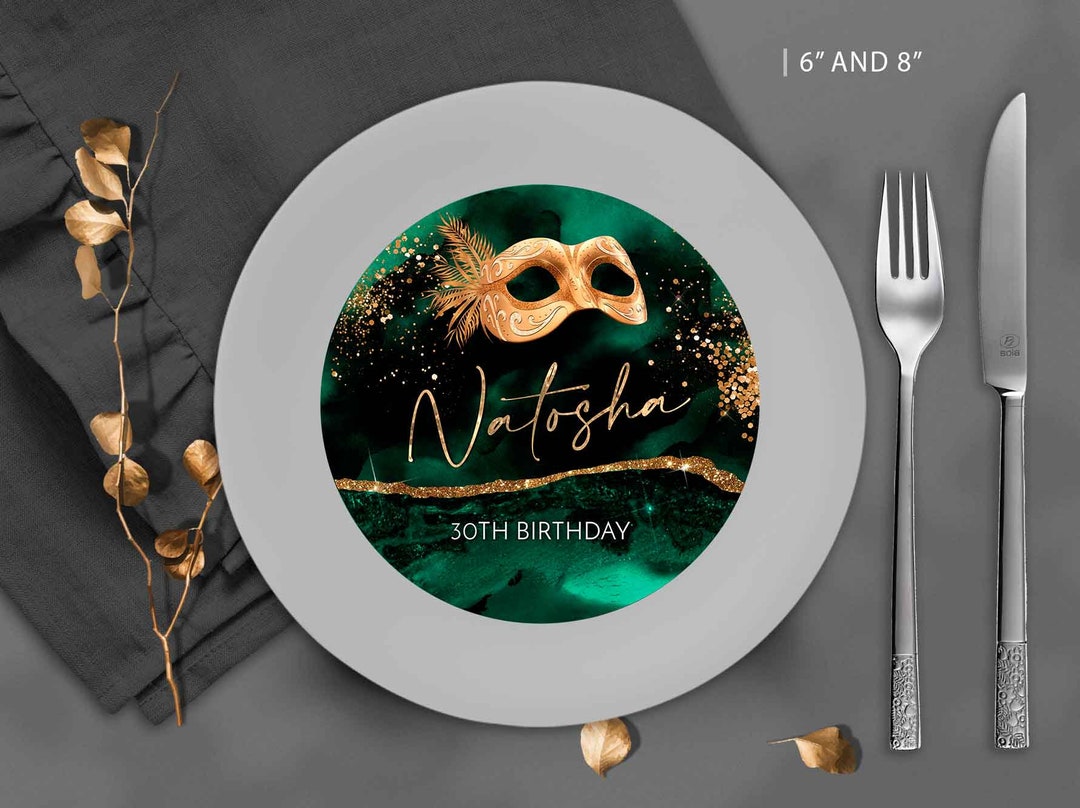 Masquerade Charger Plate Inserts Emerald Green and Gold Masquerade Ball ...