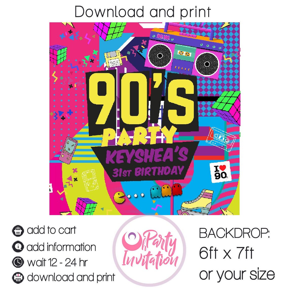 Back to the 90s Party Theme Backdrop 90's Birthday - Etsy