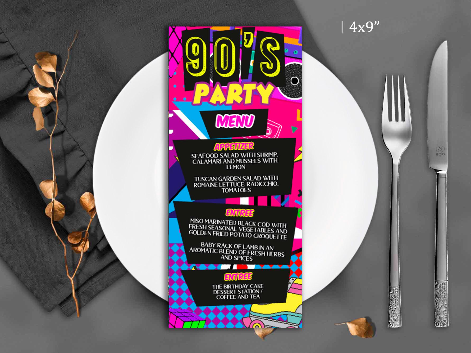 90s Birthday Party Menu Template: Pink & Black (digital Download) - Etsy