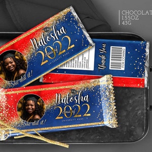DIY Blue Red Gold Graduation Party Decorations Senior 2025 Favors ...