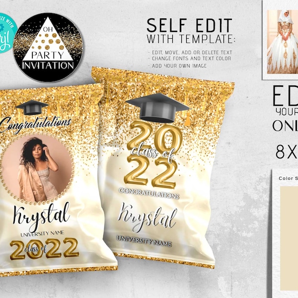 Graduation Chip Bags Etsy