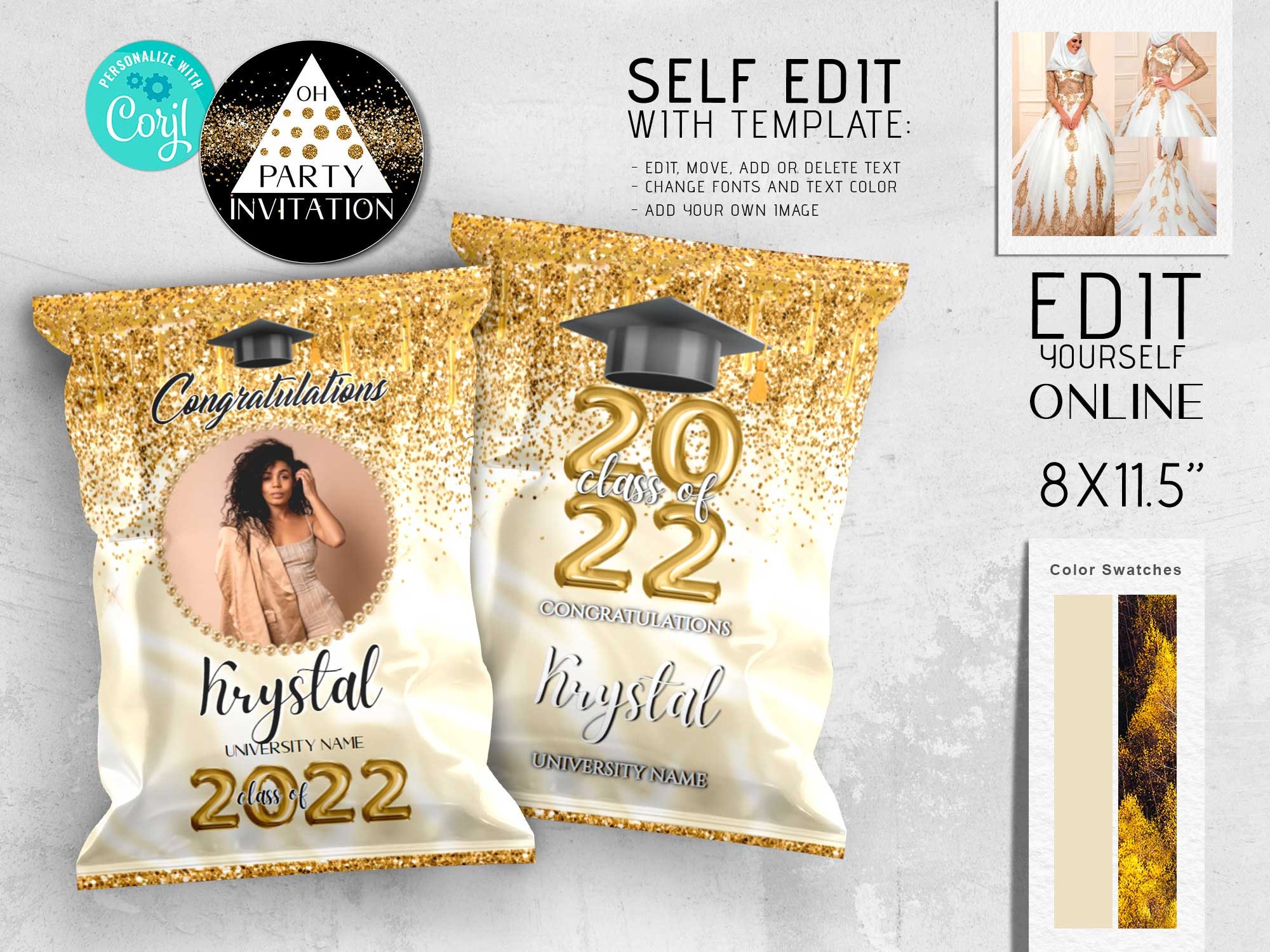 Editable Graduation Chip Bag Template Graduation Decorations - Etsy