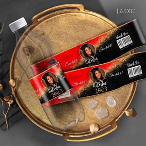 Editable Graduation Black Red Party Decorations With Pic Senior 2025 ...