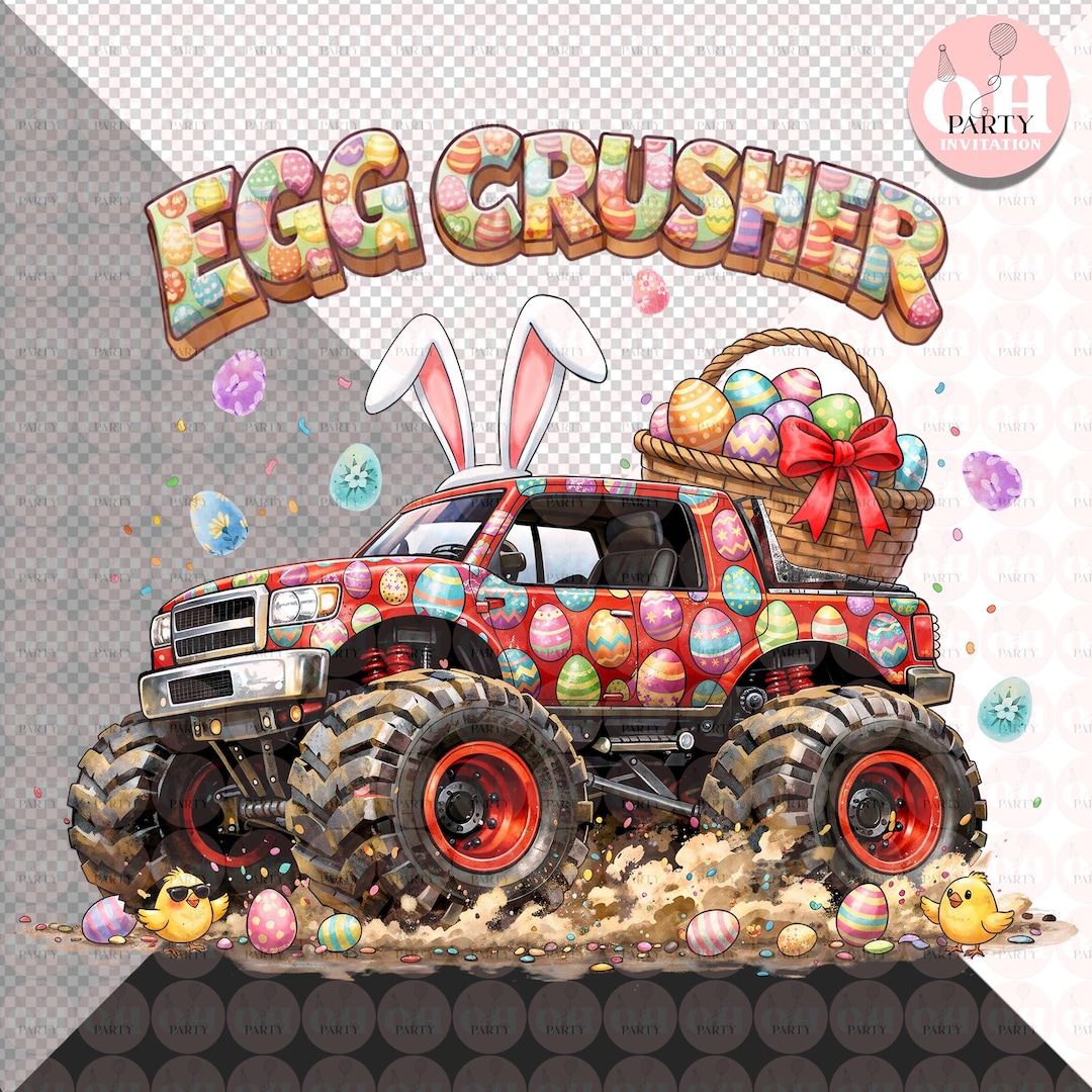 Easter Bunny Monster Truck Png, Easter Egg Crusher, Sublimation Design ...