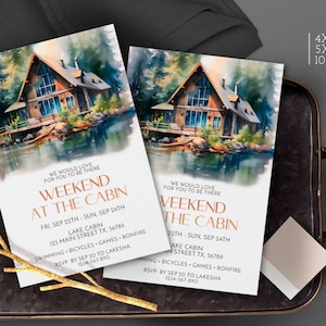 Cabin Invite, Weekend in the Woods Invitation Editable, Camping Party ...