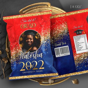 DIY Blue Red Gold Graduation Party Decorations Senior 2025 Favors ...