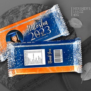 Editable Graduation Orange Blue Silver Party Decorations 2025 Senior ...