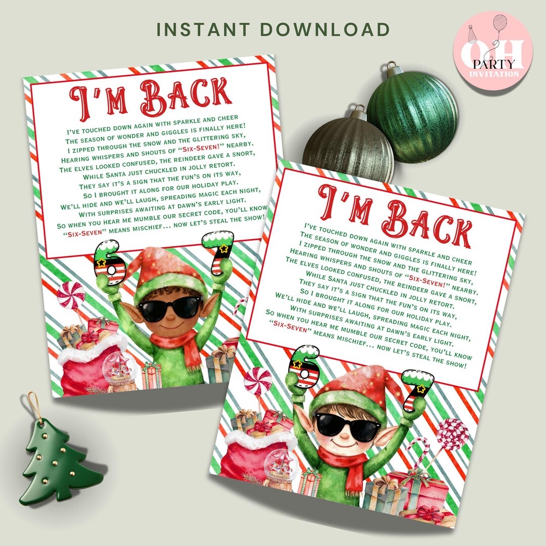 Elf Arrival Letter, Six Seven Meme, Christmas Trend (PDF Ready to Print ...