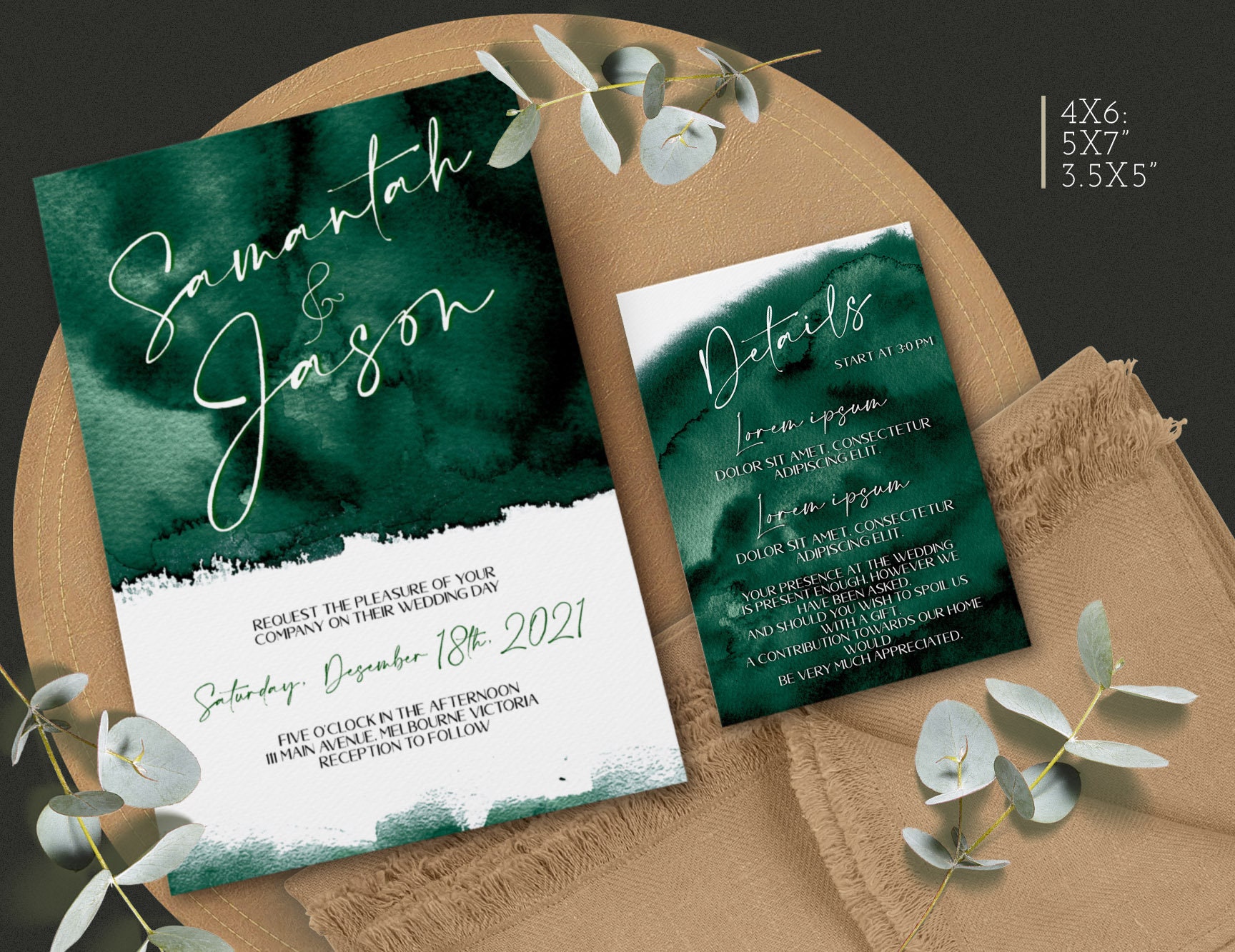 Emerald Green Wedding Invitation Printable Digital Invite | Etsy