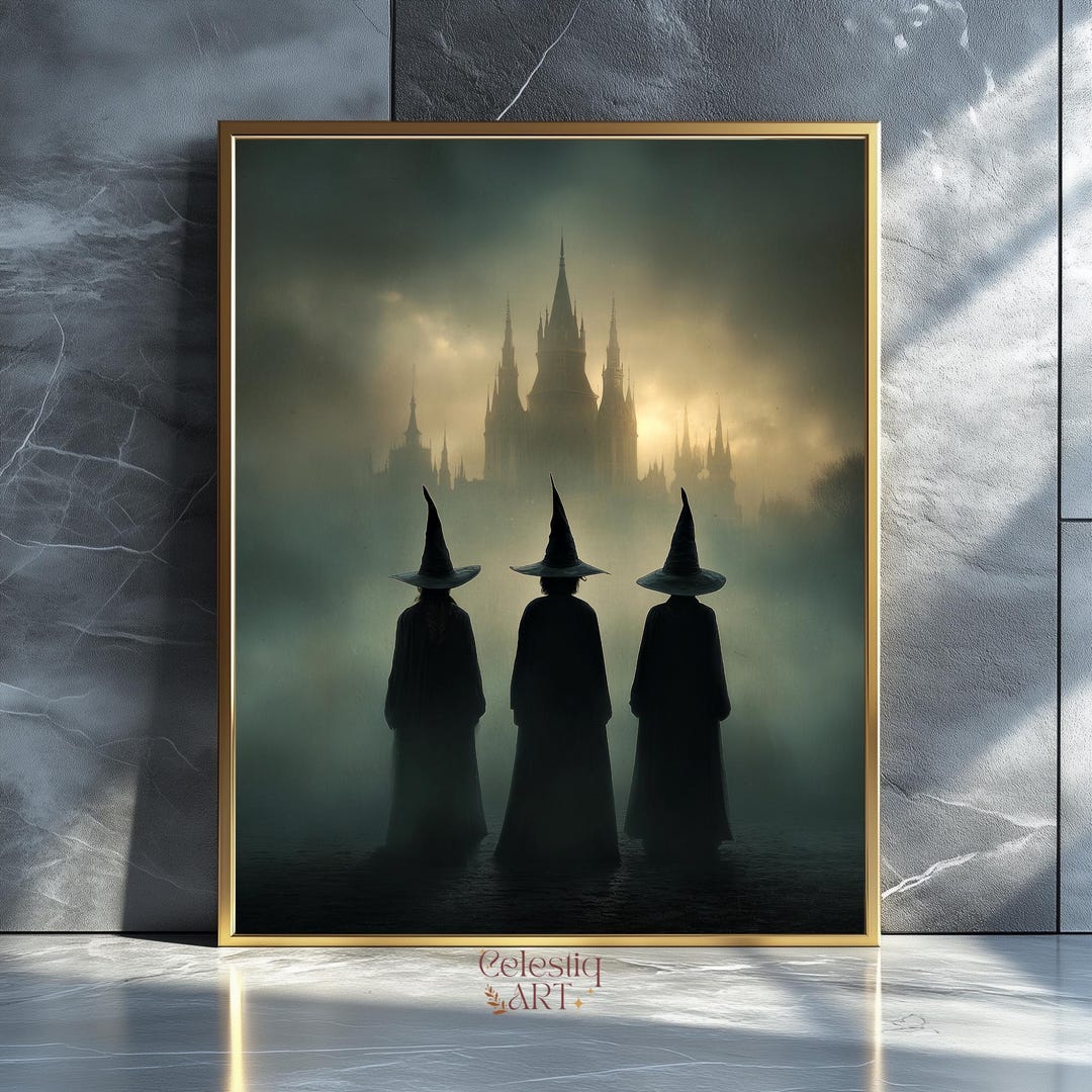 Three Witches Gothic Castle Art Print: Dark Fantasy Halloween (digital ...