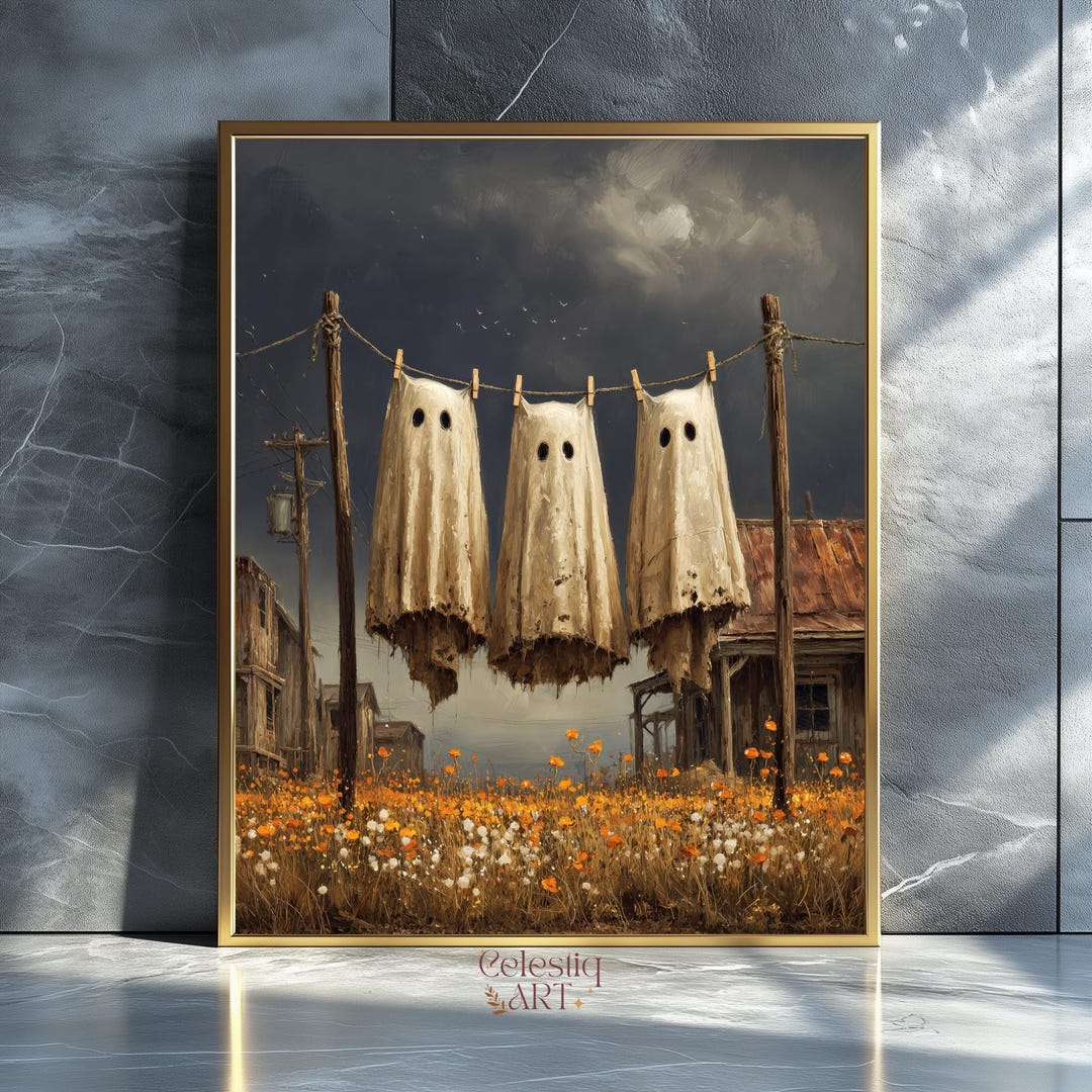 Ghost Laundry Halloween Art Print: Vintage Farmhouse Style (digital ...