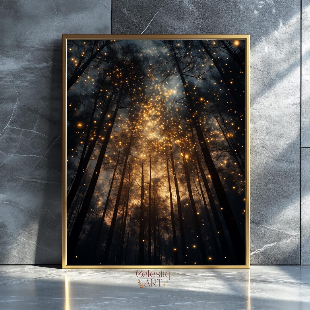 Enchanted Forest Firefly Art Print, Botanical Wall Art, Landscape ...