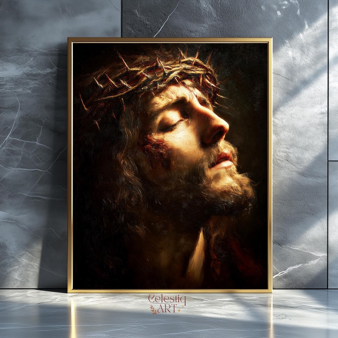 Arte mural de la Corona de Espinas de Jesús, impresión de retrato ...