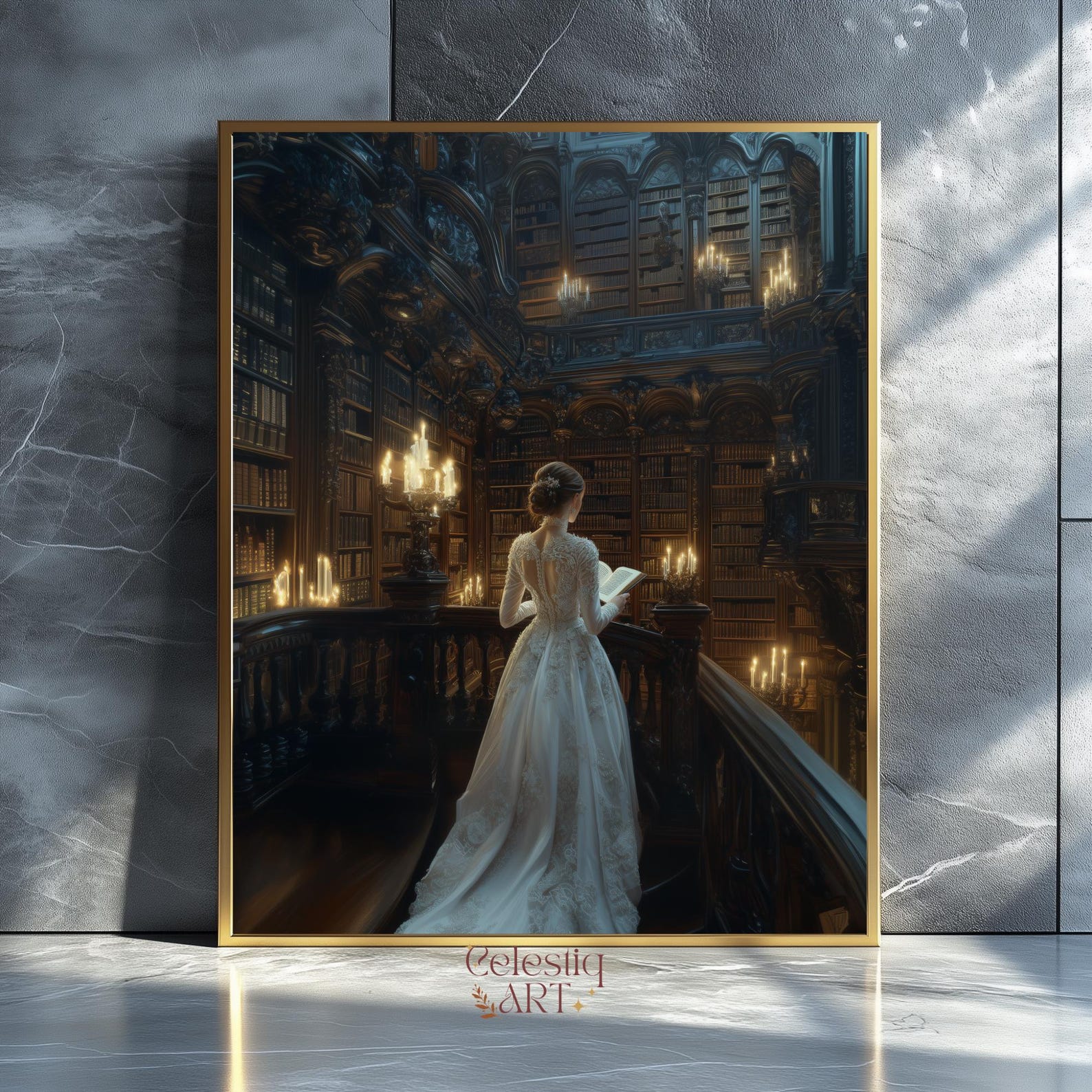 Dark Academia Library Wall Art Gothic Victorian Candlelight Printable ...