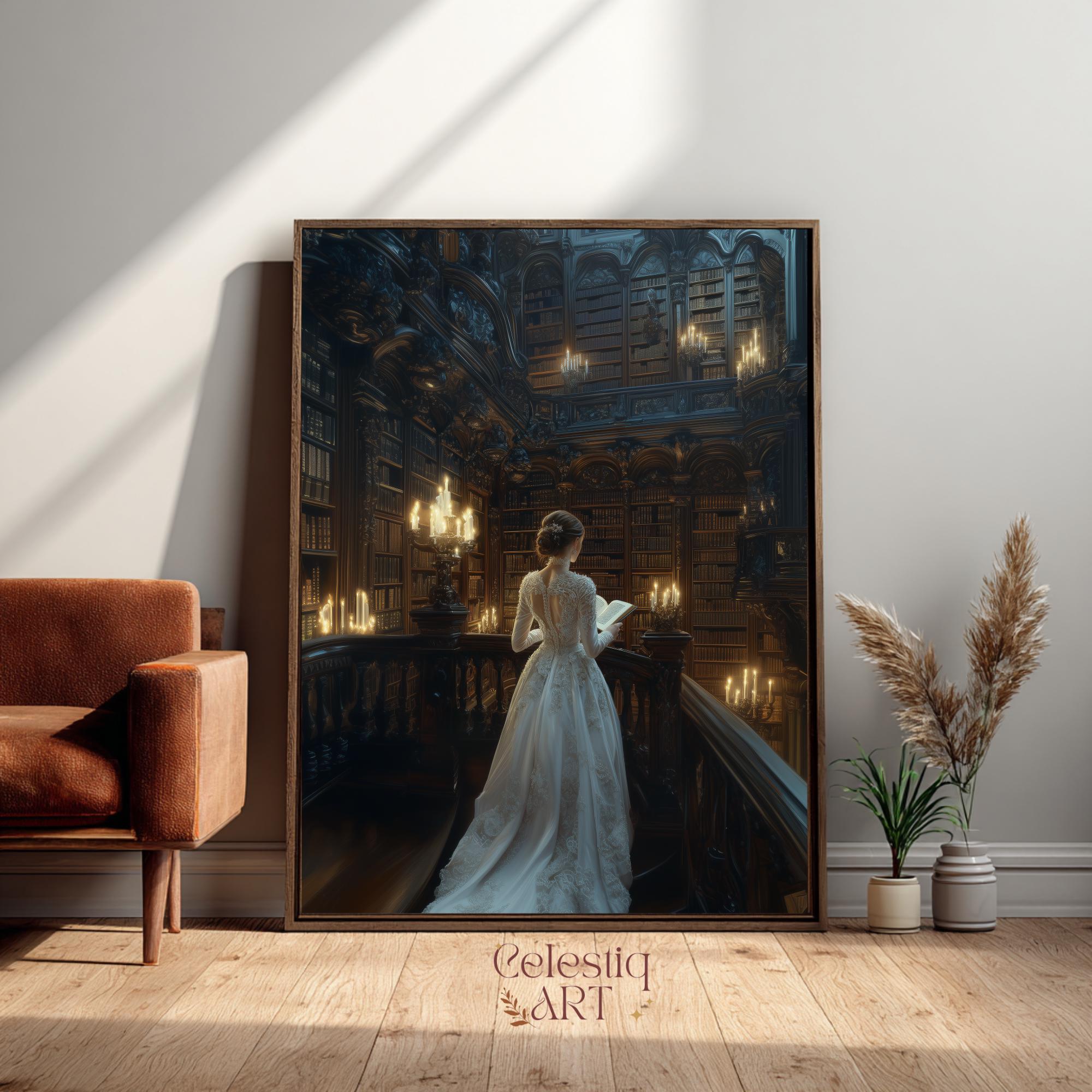 Dark Academia Library Wall Art Gothic Victorian Candlelight Printable ...