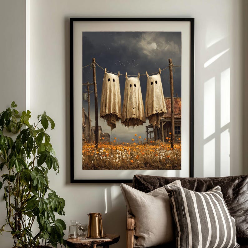 Ghost Laundry Halloween Art Print: Vintage Farmhouse Style (digital ...