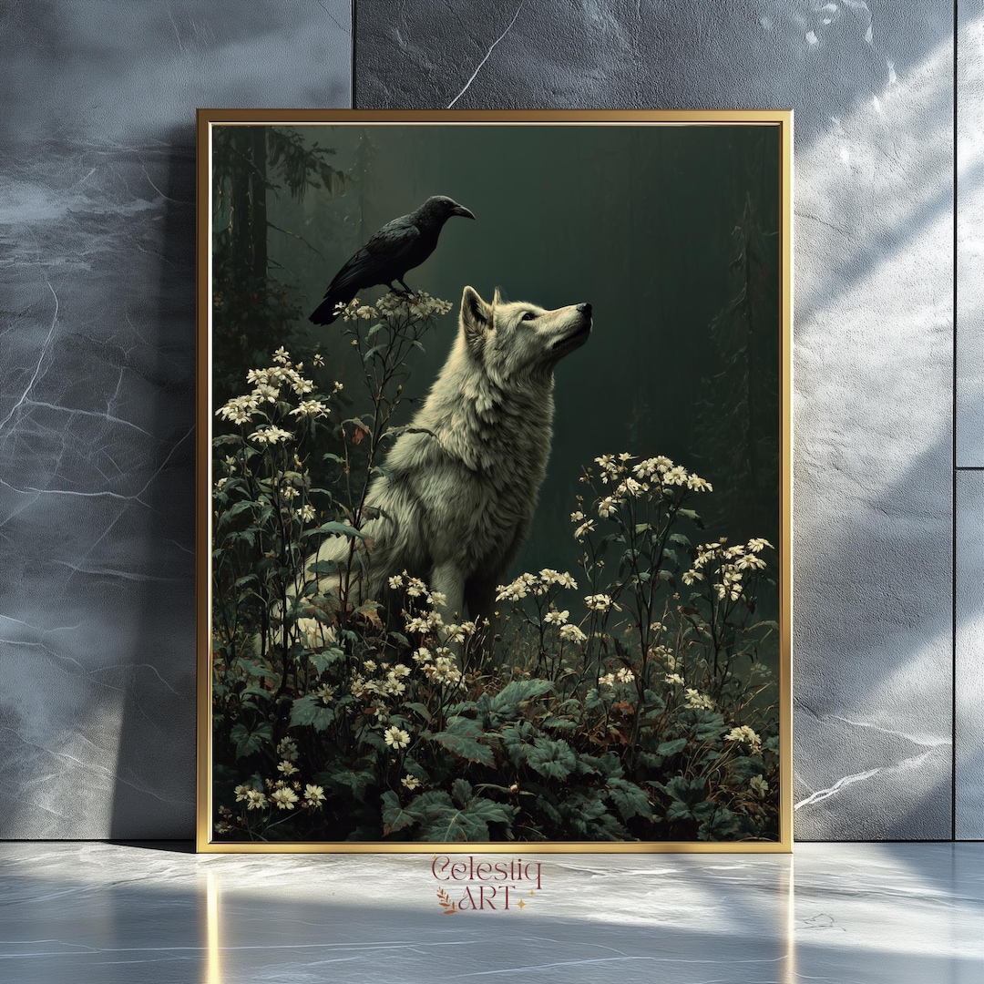 Wolf and Raven Art Print: Gothic Forest Wildlife (digital Download) - Etsy