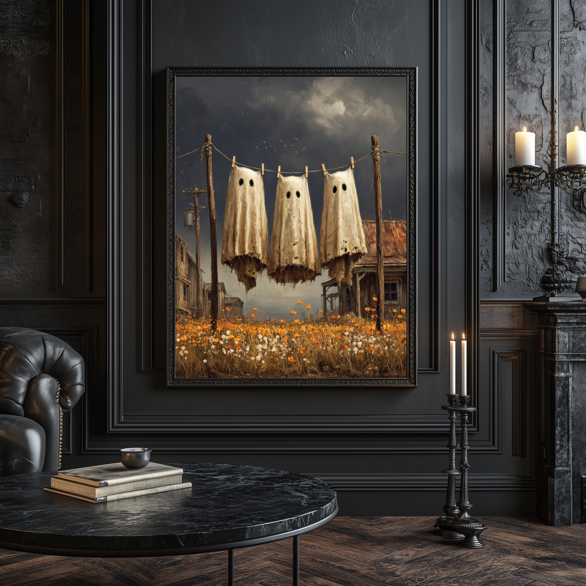 Ghost Laundry Halloween Art Print: Vintage Farmhouse Style (digital ...