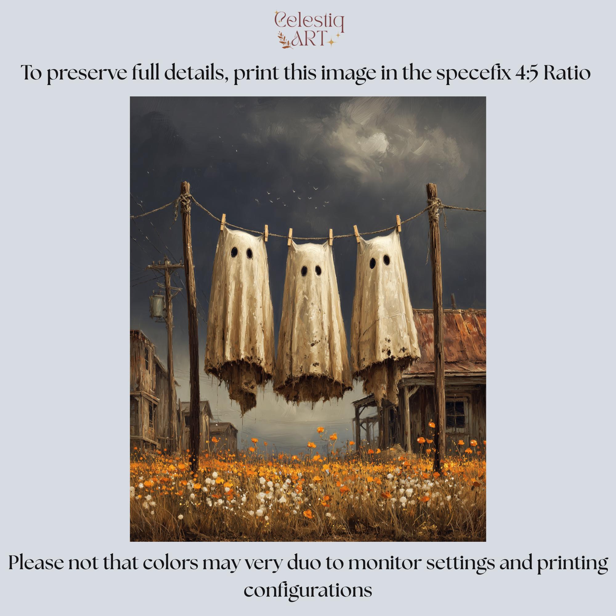 Ghost Laundry Halloween Art Print: Vintage Farmhouse Style (digital ...