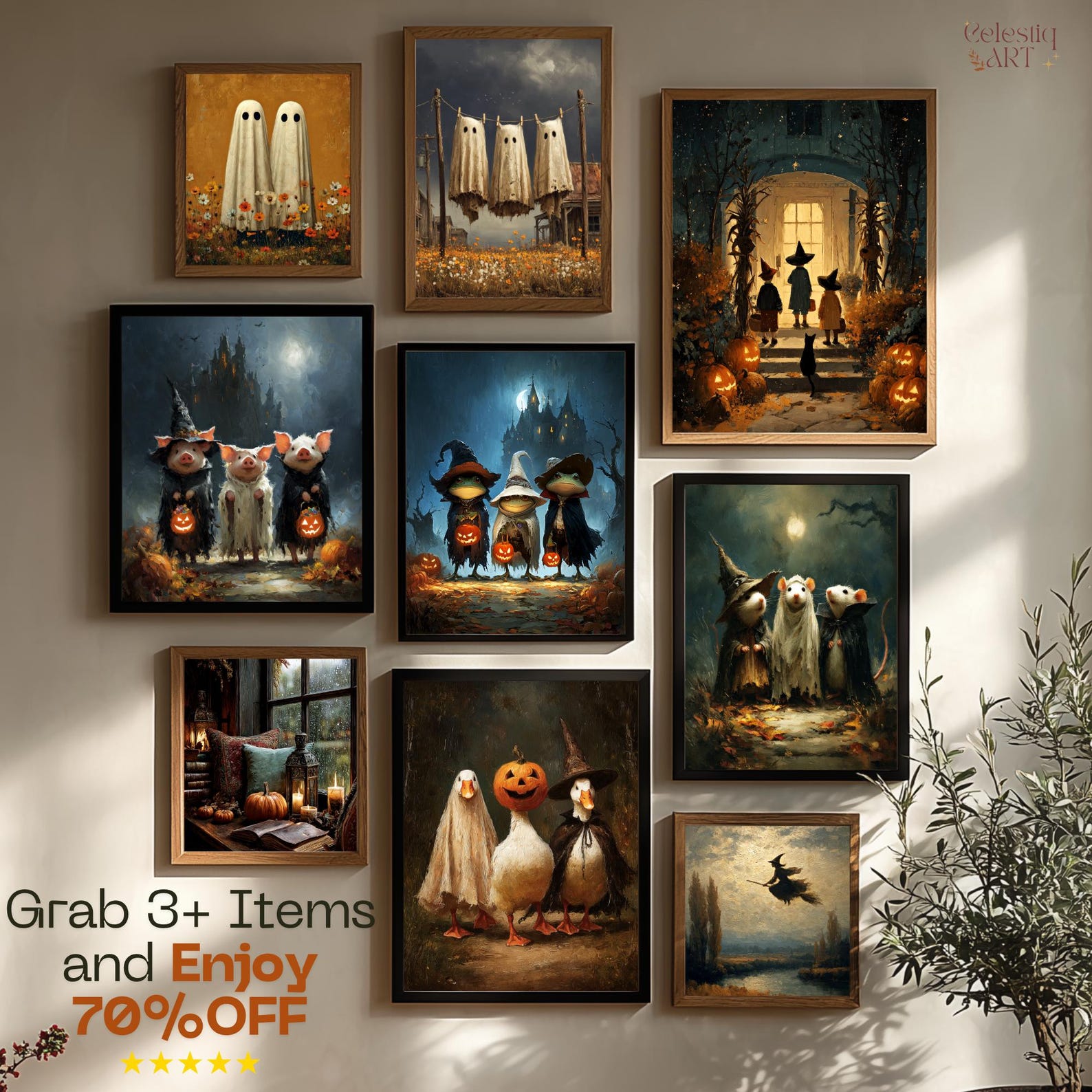 Ghost Laundry Halloween Art Print: Vintage Farmhouse Style (digital ...