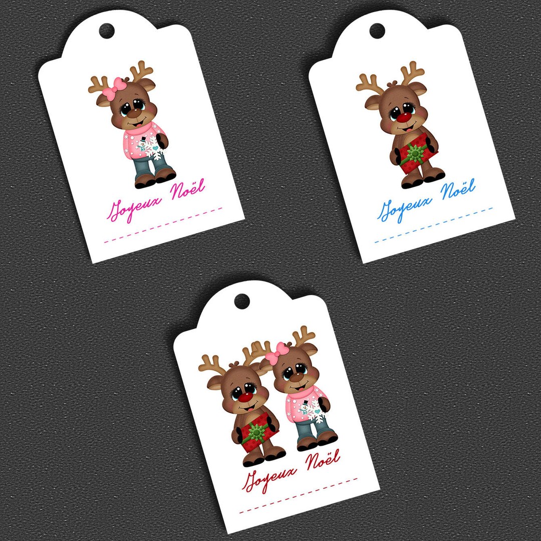 9 Gift Tags "cute Christmas Reindeer" - Etsy