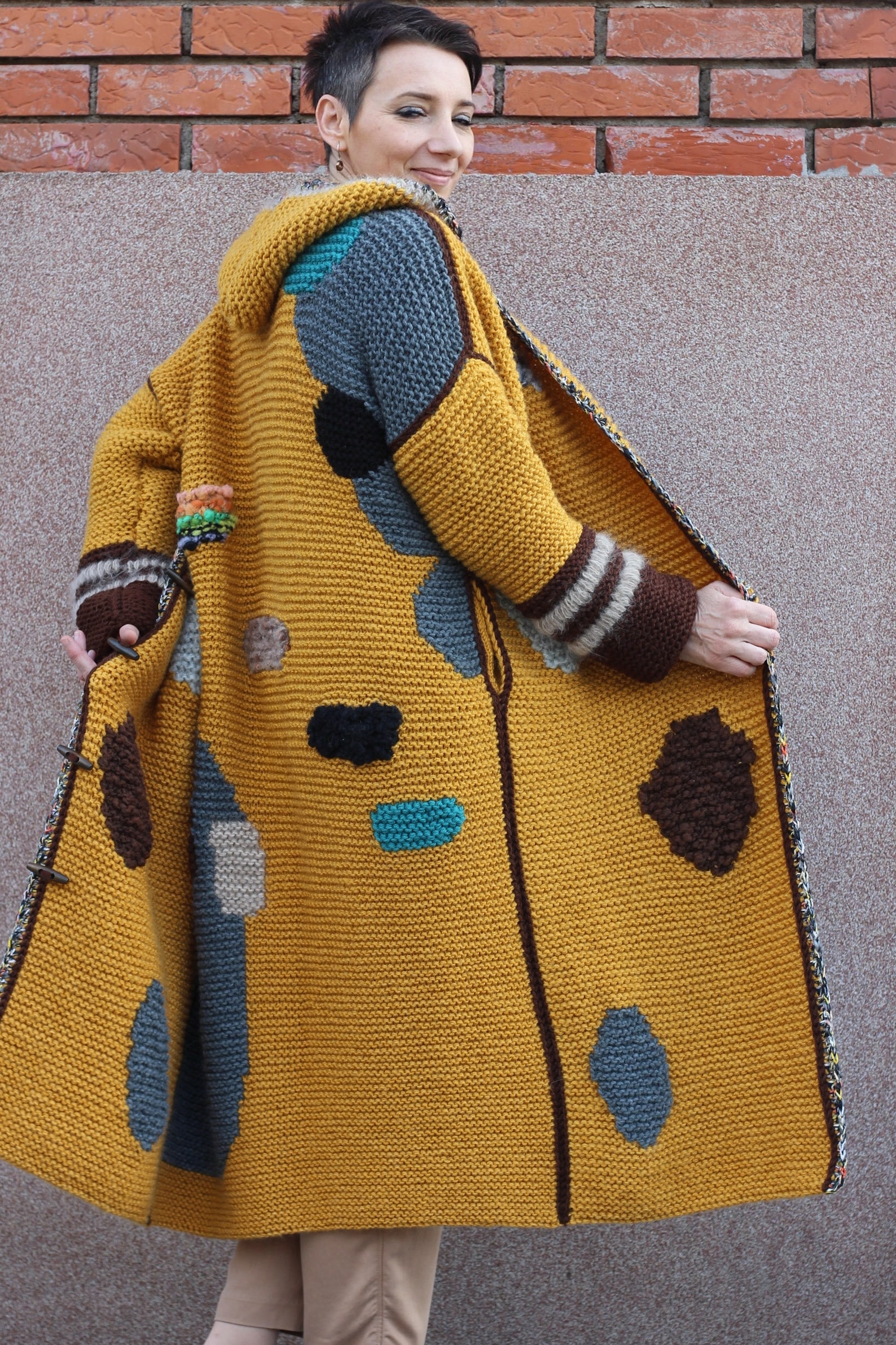 Copper Hand Knit Unique Wool Coat - Etsy
