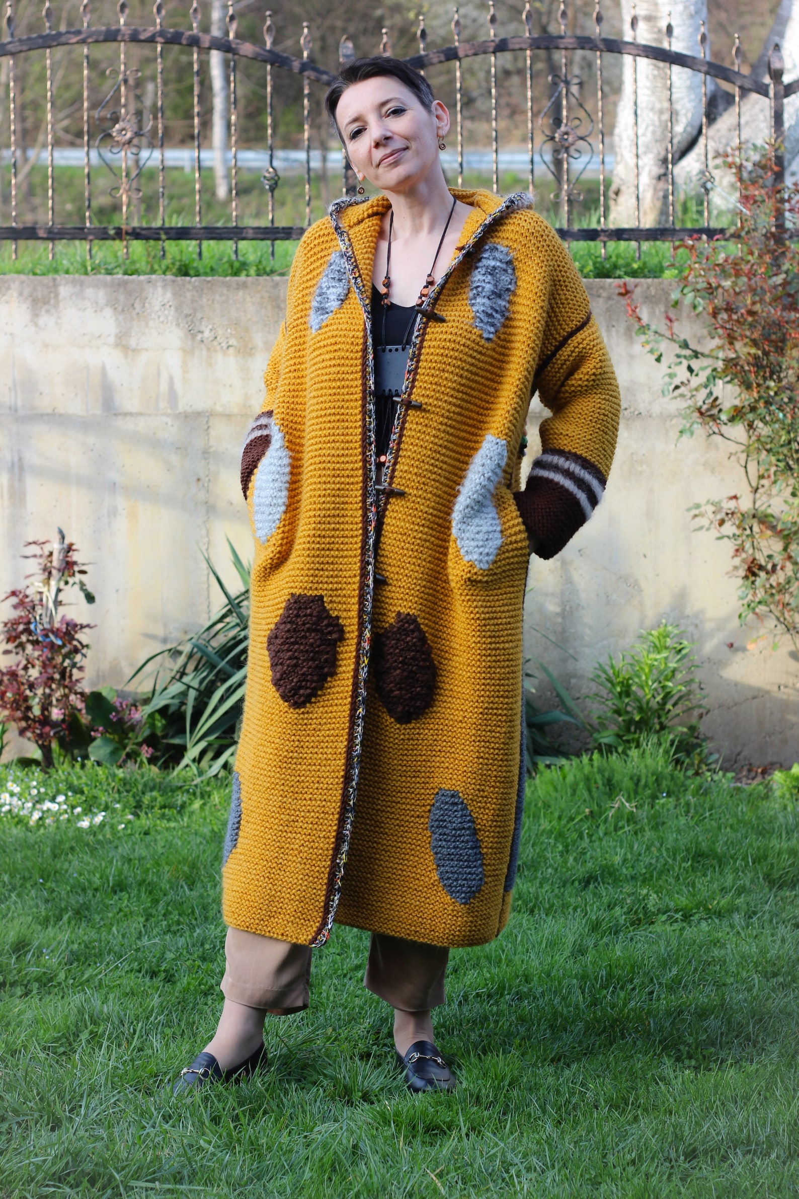 Copper Hand Knit Unique Wool Coat - Etsy