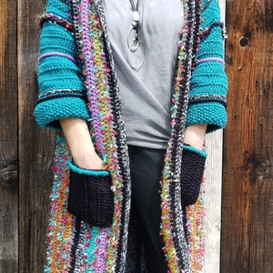 Multicolor Hand Knit Unique Wool Coat - Etsy