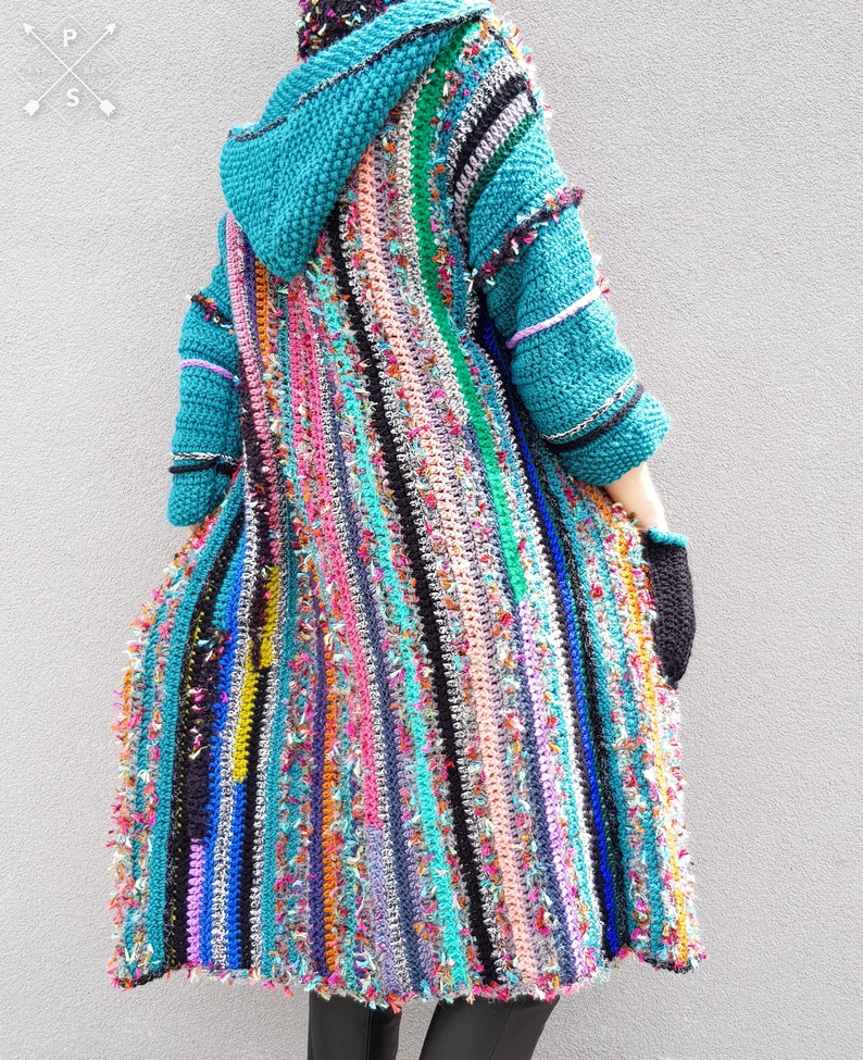 Multicolor Hand Knit Unique Wool Coat - Etsy