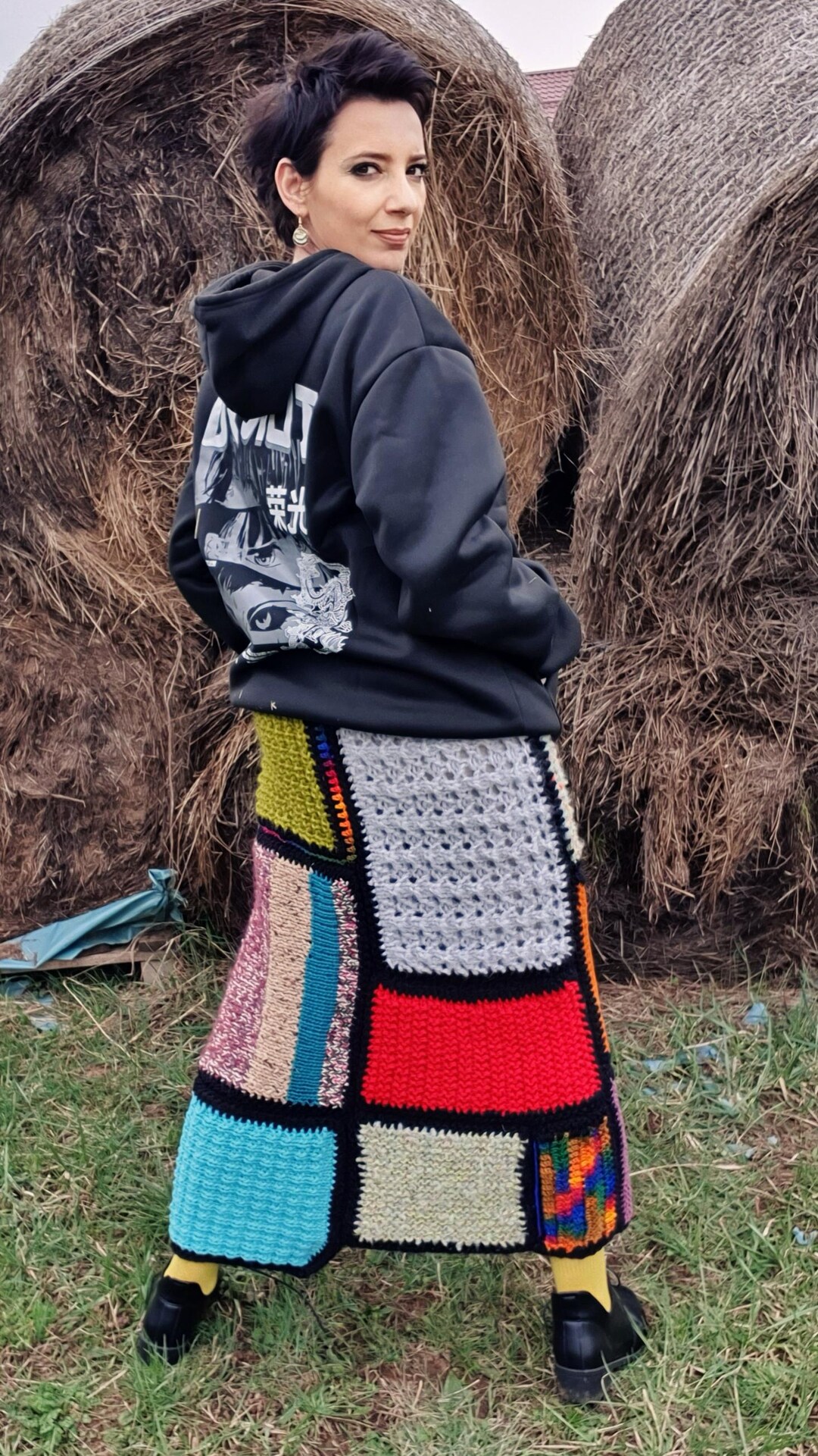 MIA - Boho Patchwork Maxi Skirt – Handmade Crochet – Colorful Knitted Long Skirt – Slow Fashion ...