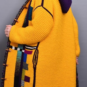 Yellow Hand Knit Unique Wool Coat - Etsy
