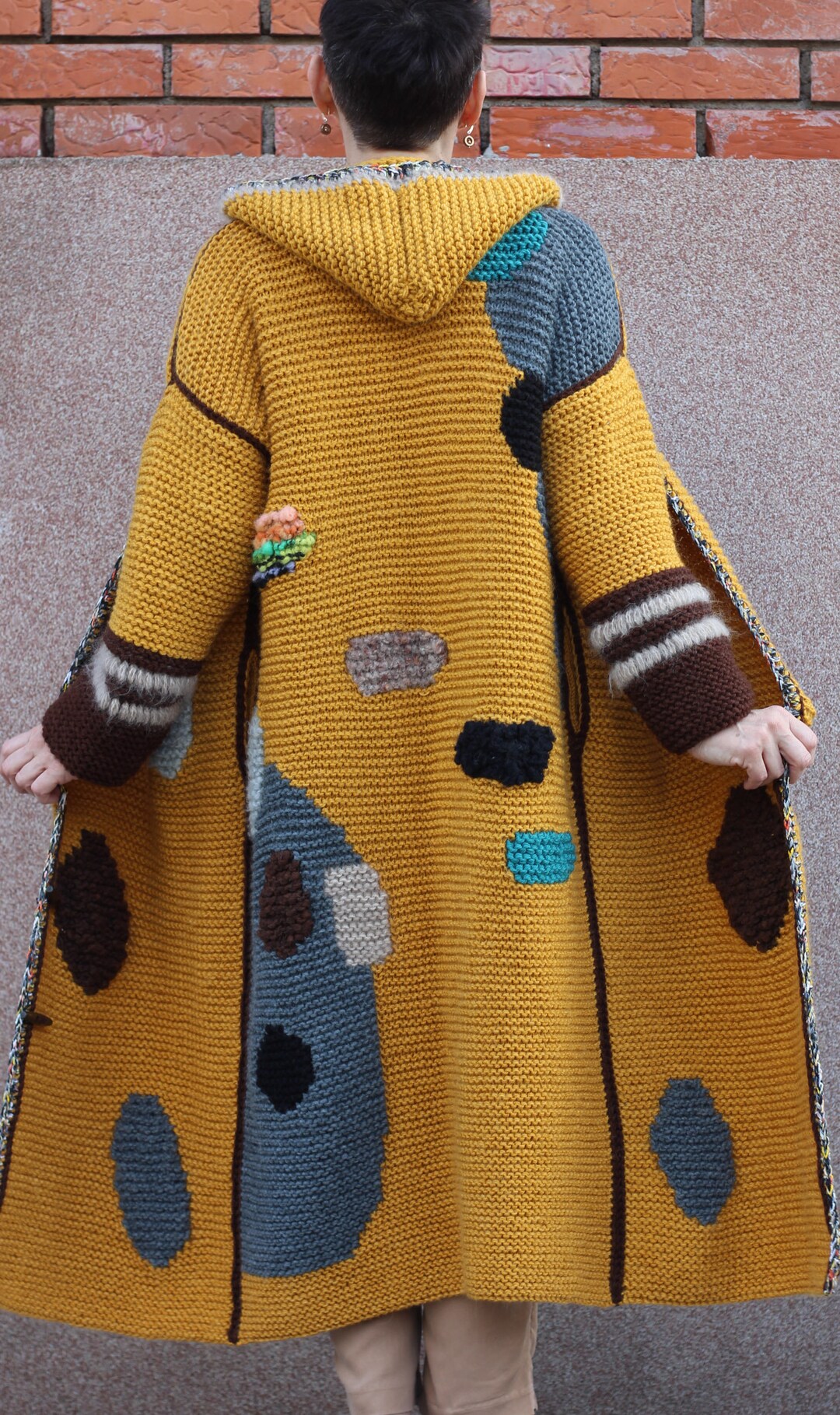 Copper Hand Knit Unique Wool Coat - Etsy