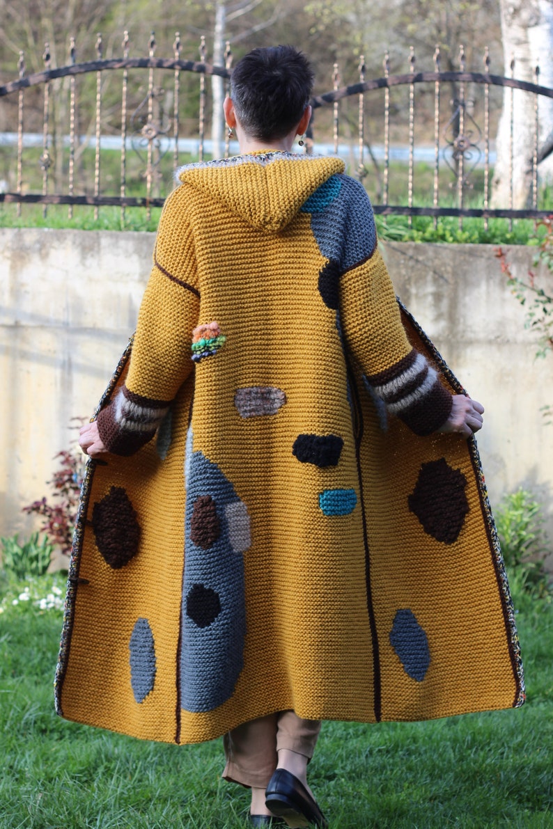 Copper Hand Knit Unique Wool Coat - Etsy