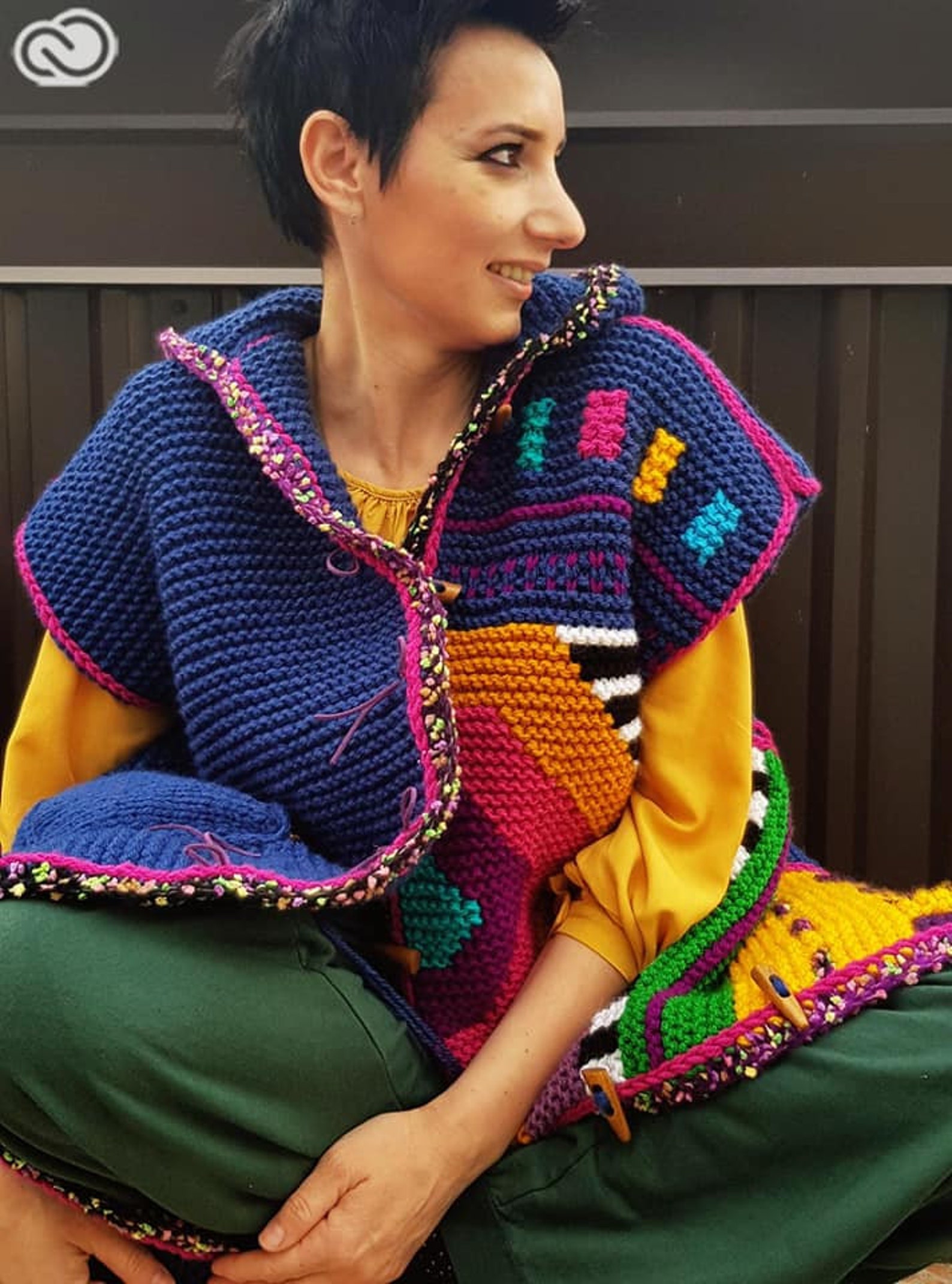 Knitted Long Blue Vest in Boho Style - Etsy