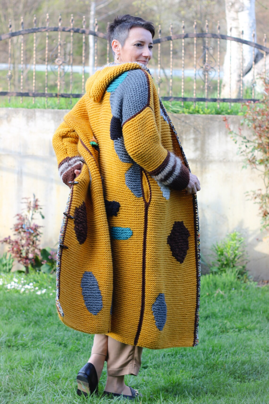 Copper Hand Knit Unique Wool Coat - Etsy