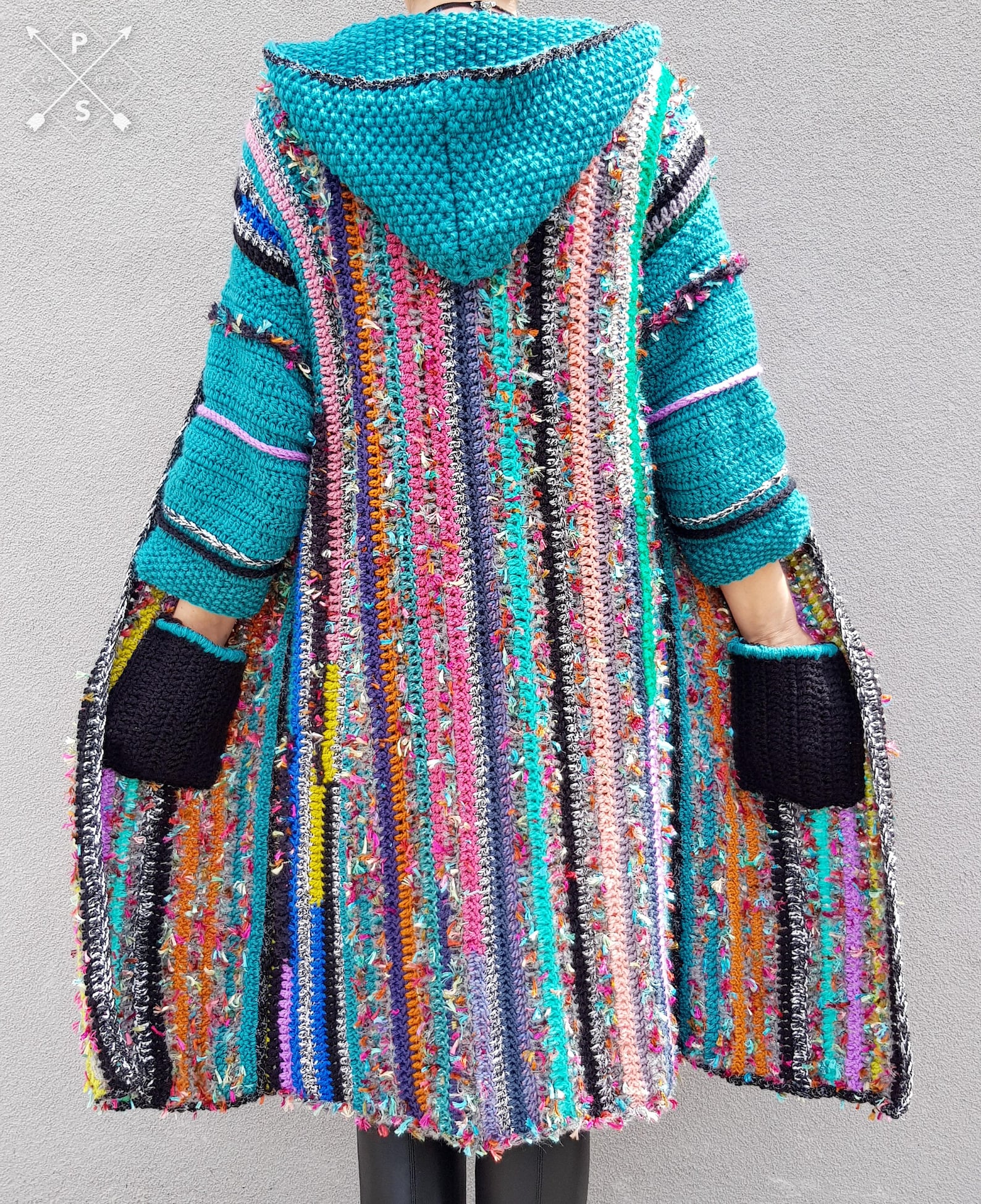Multicolor Hand Knit Unique Wool Coat - Etsy