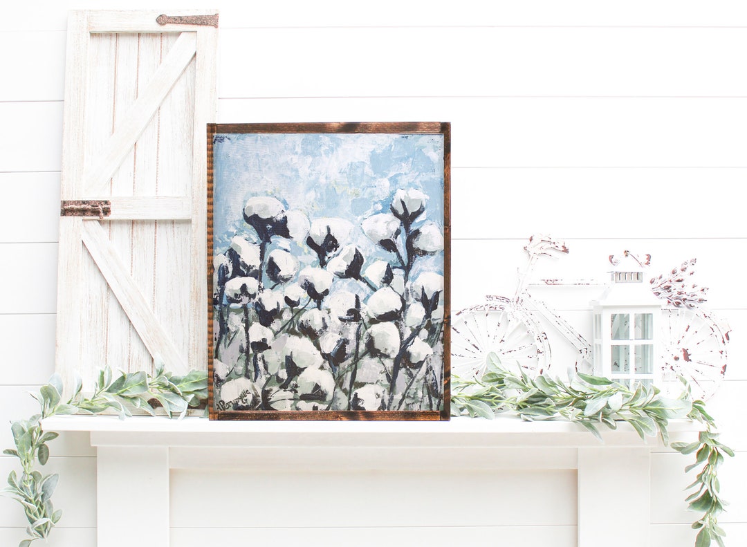 Farmhouse Cotton Field Art Print | Rustic Country Wall Decor | Vintage ...
